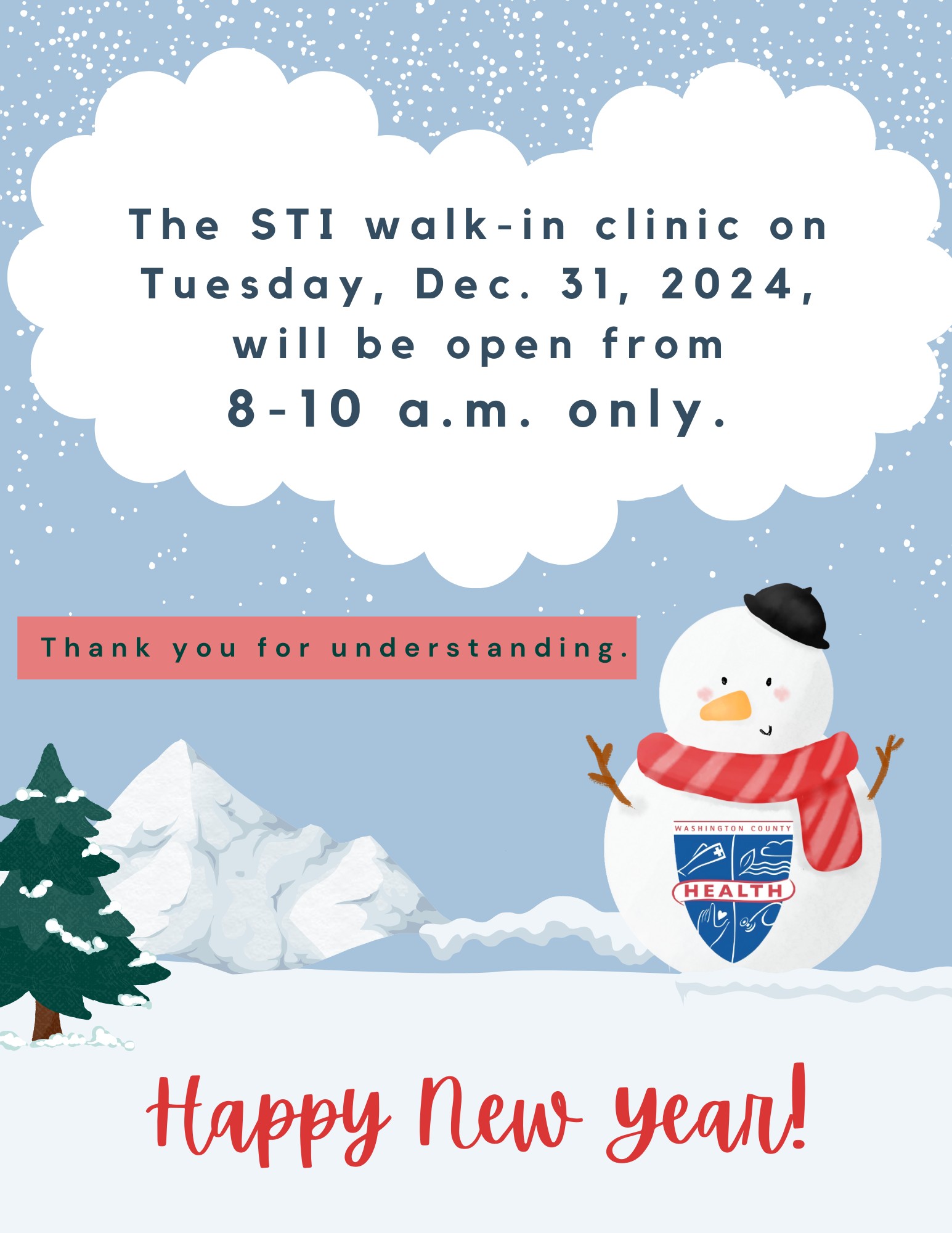 STI Clinic on Tuesday, Dec. 31, open for morning hours only - 8-10 a.m ...